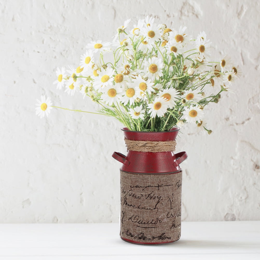 BRIGHTFUFU 2Pcs Red Iron Planting Buckets Sturdy Flower Storage ...