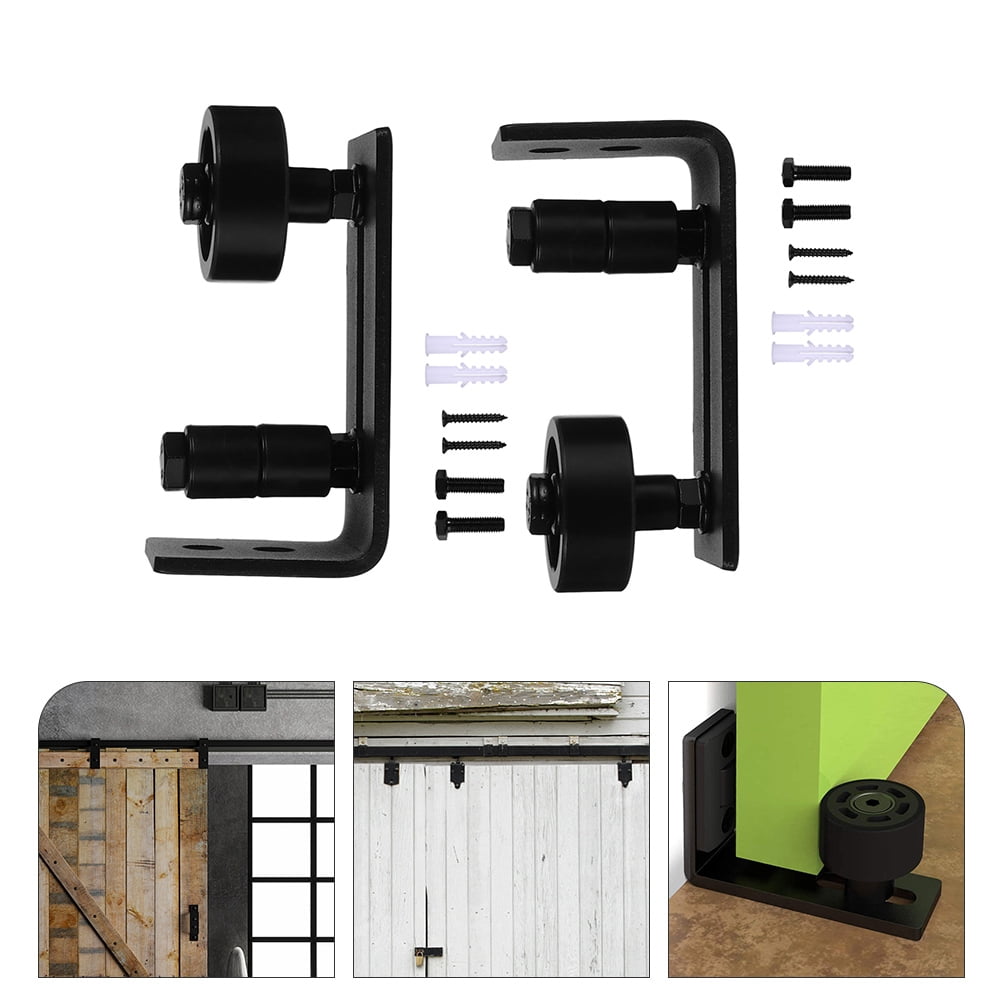 BRIGHTFUFU 2Pcs Sliding Barn Door Floor Guide Black Steel Durable Wall ...