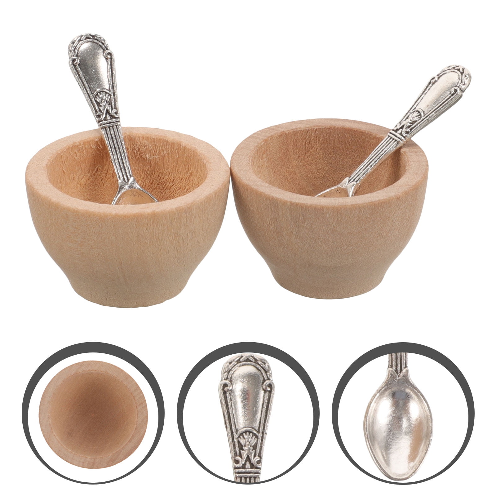 BRIGHTFUFU 2Sets Miniature Spoons Metal Tiny for Doll House Kitchen ...