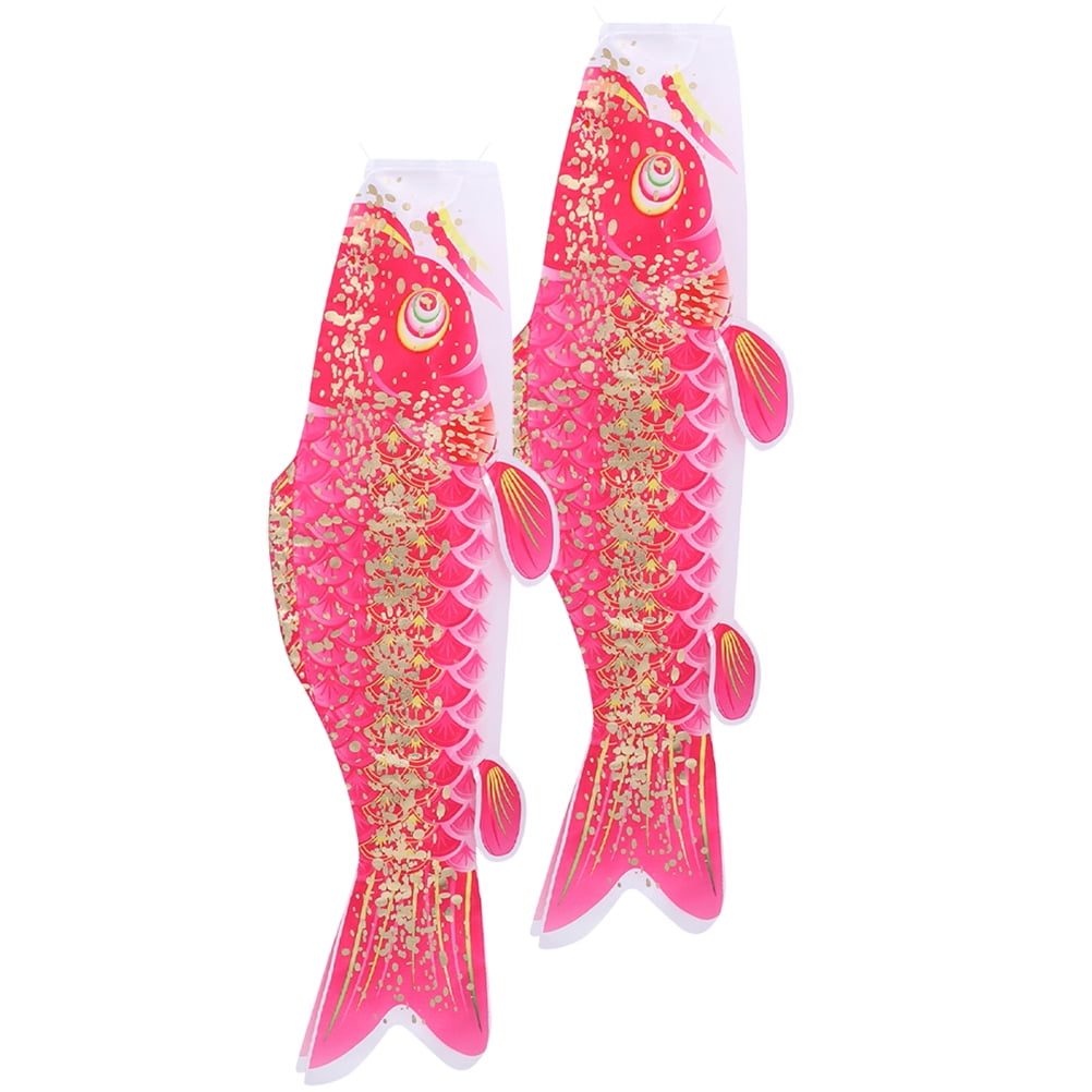 BRIGHTFUFU ul Fish Flags Fish Shaped Windsock Flag Rosy Gold Satin 2Pcs ...