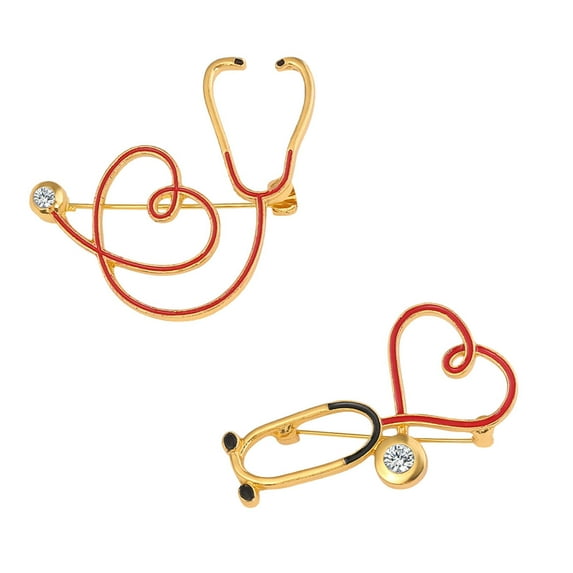 BRIGHTFUFU 2pcs Stethoscope Brooch Alloy Nursing Pin Elegant Decorative ...