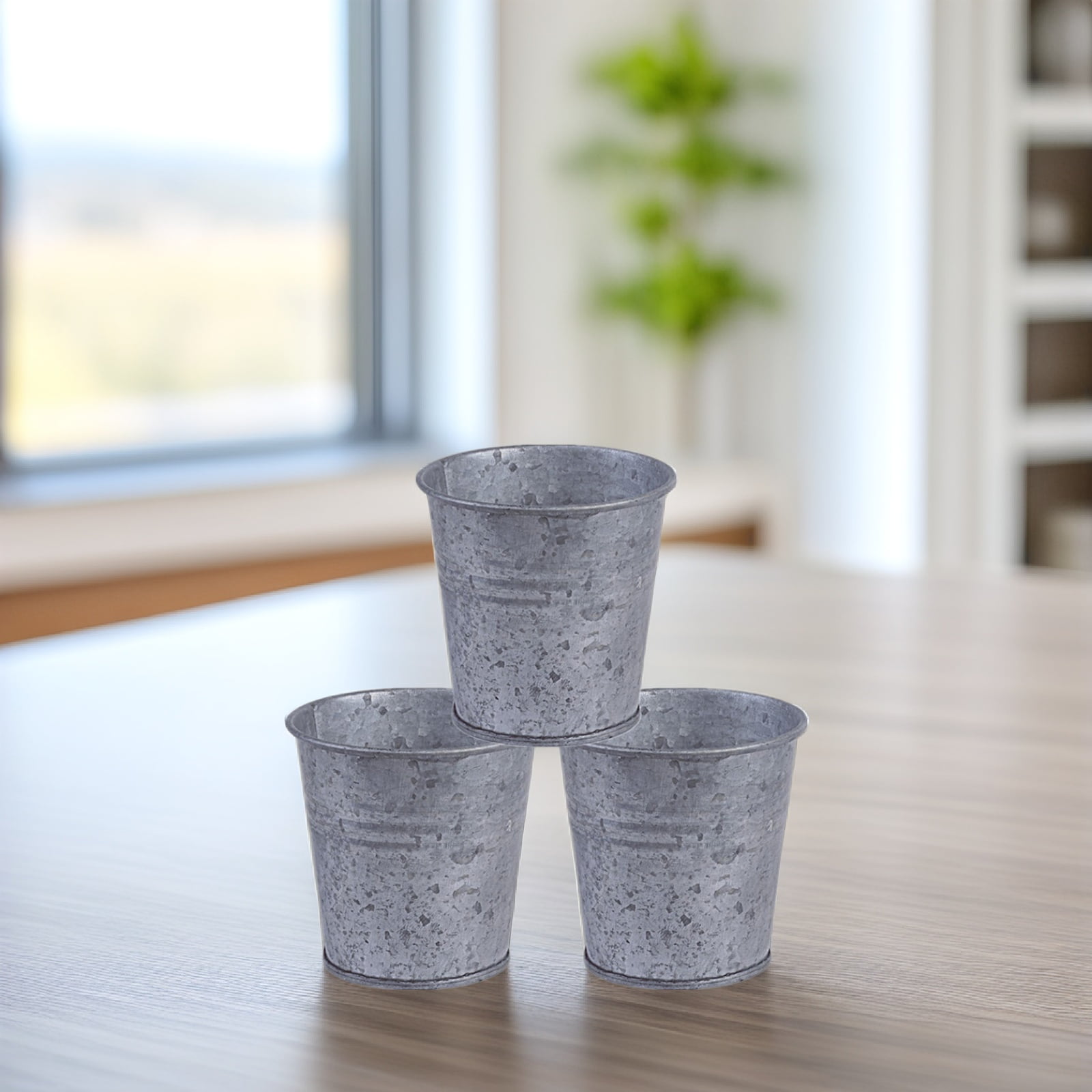 BRIGHTFUFU 3 Pcs Antique Flower Buckets Silver Iron Outdoor Plant ...