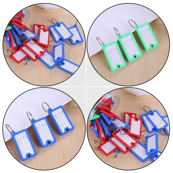 BRIGHTFUFU 36pcs Plastic Key Tags with Split Rings ID Labels for Easy ...
