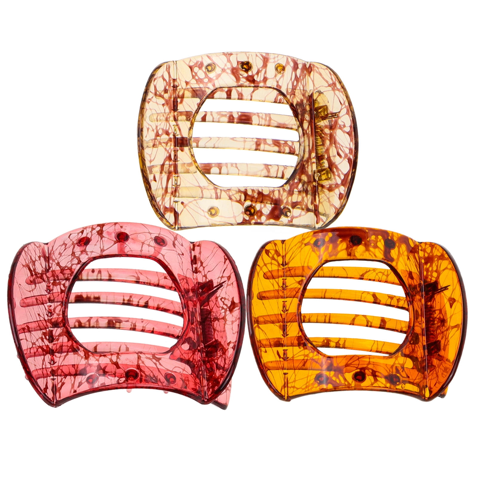 BRIGHTFUFU 3Pcs Hair Accessories Claw Clip Set PC Hair Clips Dark Brown ...