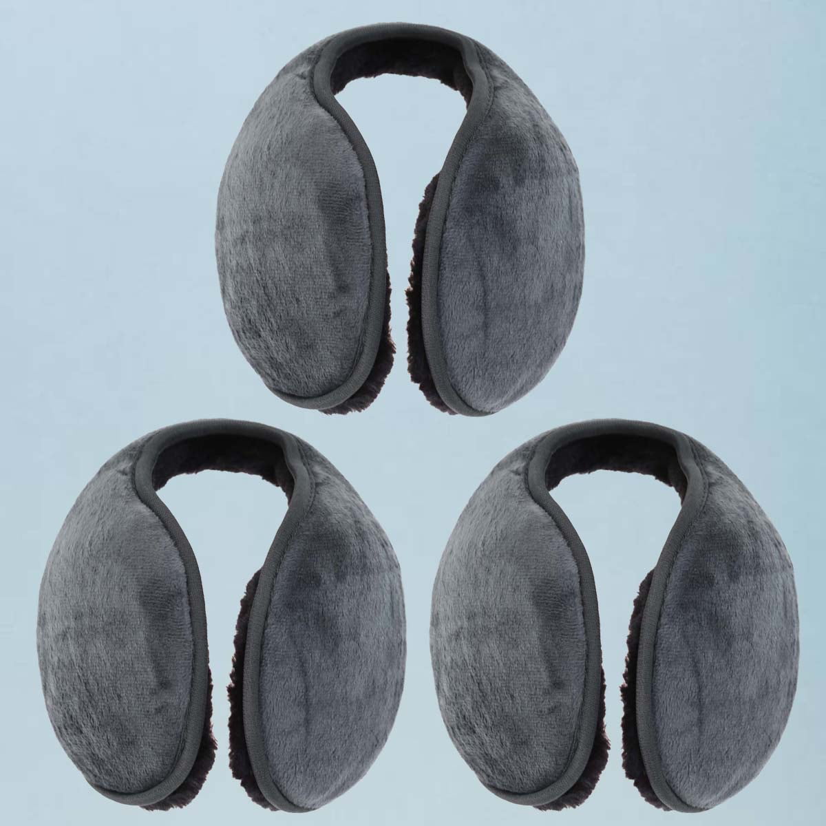 BRIGHTFUFU 3Pcs Grey Plush Earmuffs Ultra Soft Warm Winter Ear Covers ...