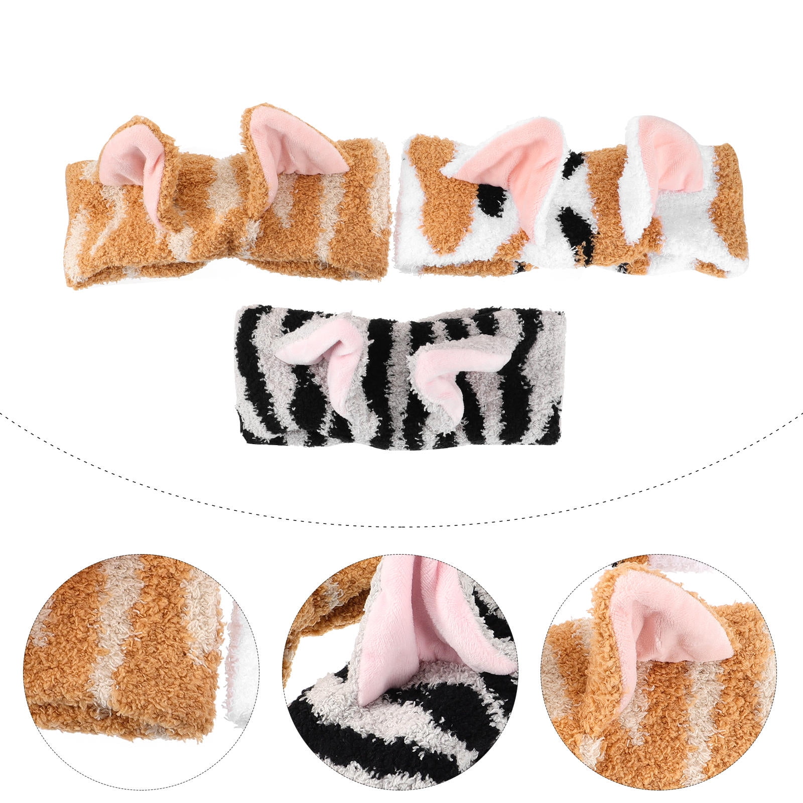 BRIGHTFUFU 3pcs Cat Ear Makeup Headbands Spa Facial Towels Hairband Set ...