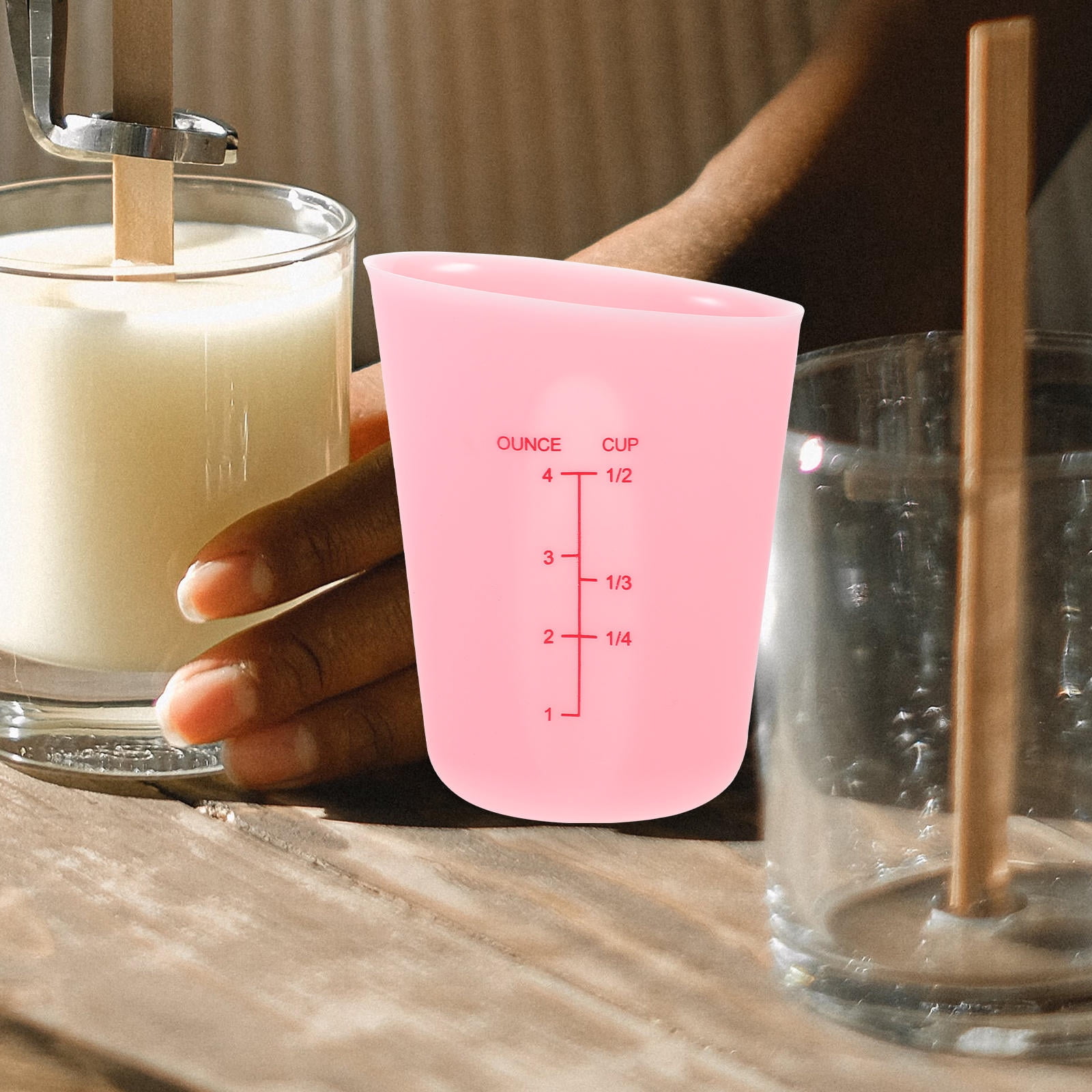 BRIGHTFUFU 3-Piece Pink Silicone Epoxy Resin Measuring Tools Set for ...