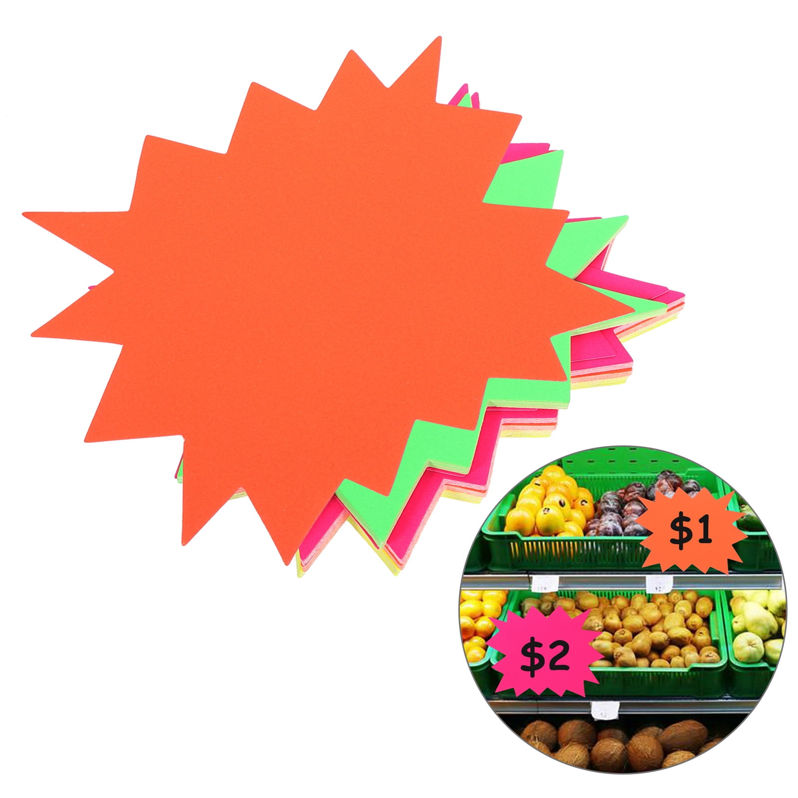 BRIGHTFUFU 40Pcs Fluorescent Paper Price Tags For Store Retail Pricing ...