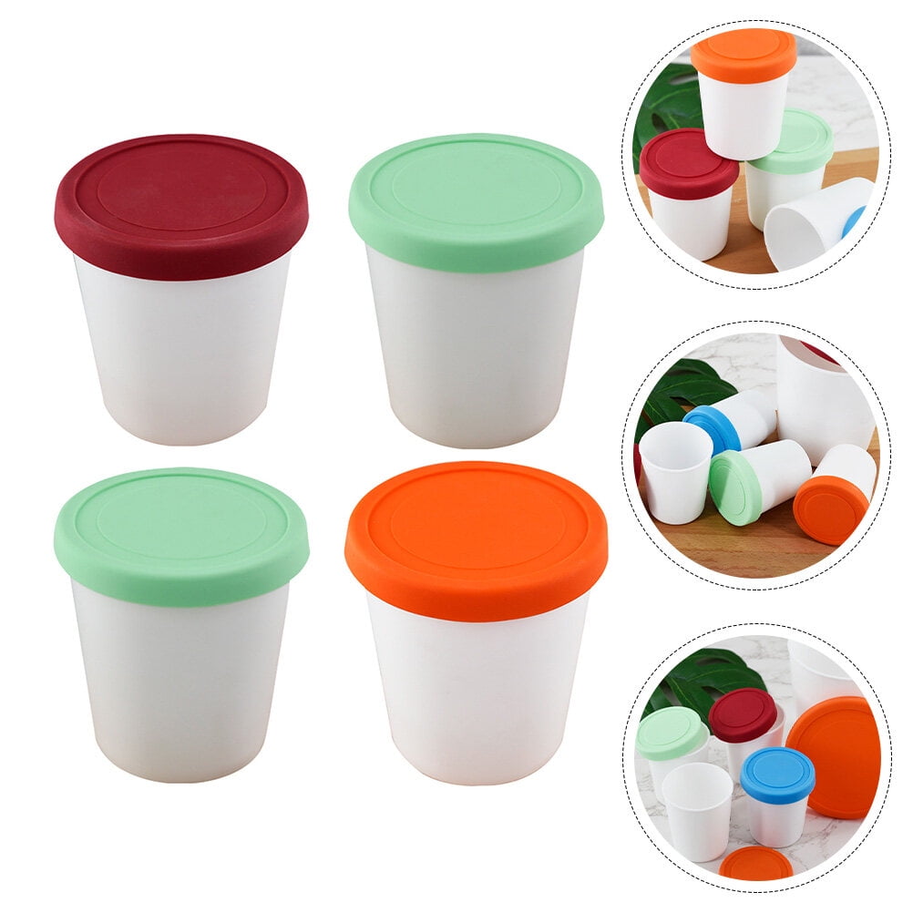 BRIGHTFUFU 4Pcs Assorted Color PP Ice Cream Containers for Storage with ...