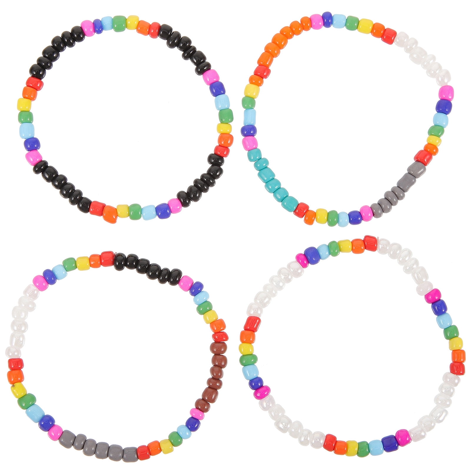 BRIGHTFUFU 4Pcs Bracelets Beaded Bracelets For Women Bohemian Round ...