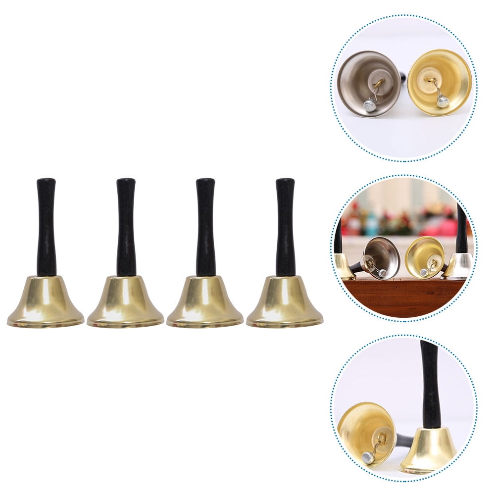 BRIGHTFUFU 4Pcs Golden Hand Bells for Ringing Metal Table Bell with ...