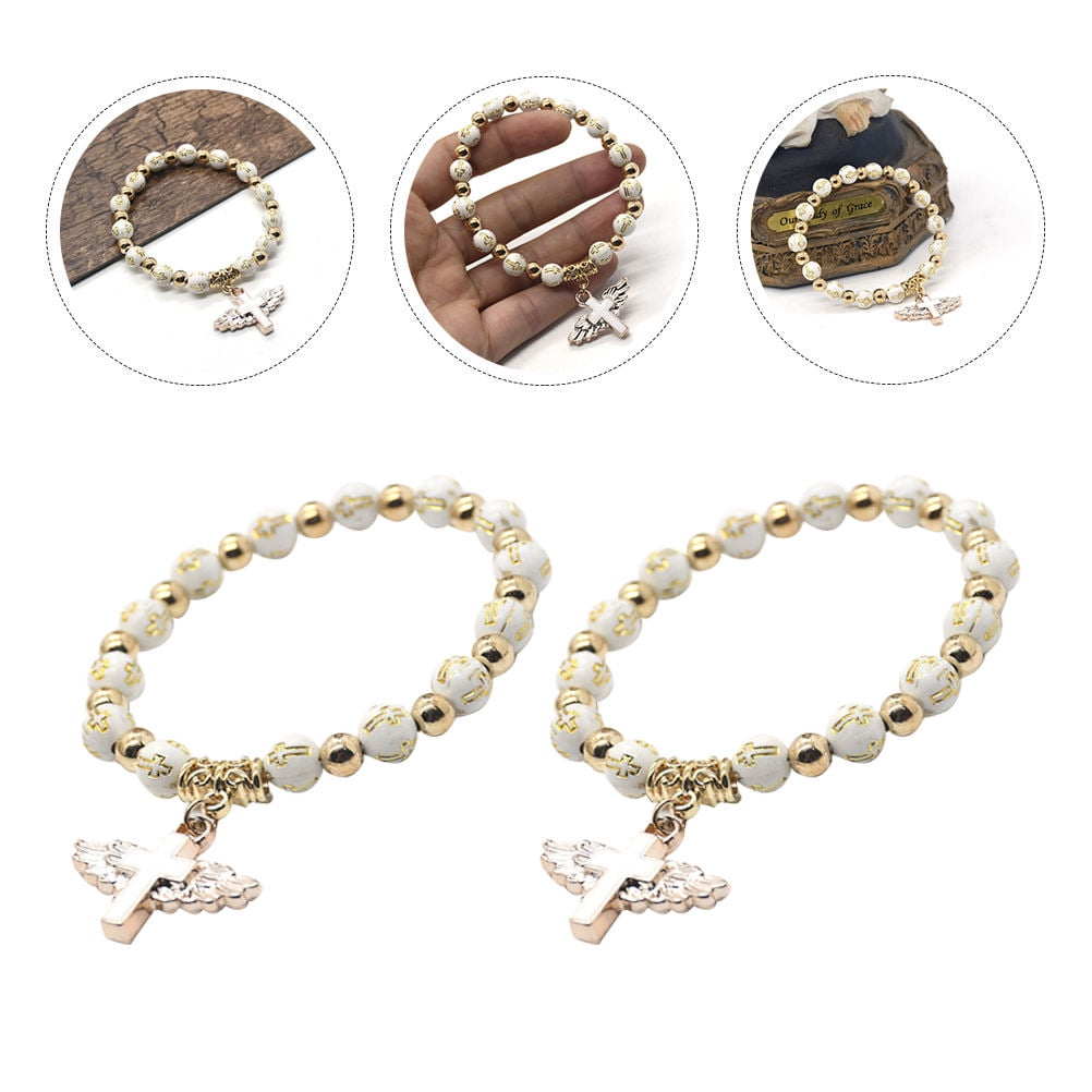 BRIGHTFUFU 4Pcs White Beaded Hand Chains Creative Wrist Decorations for ...