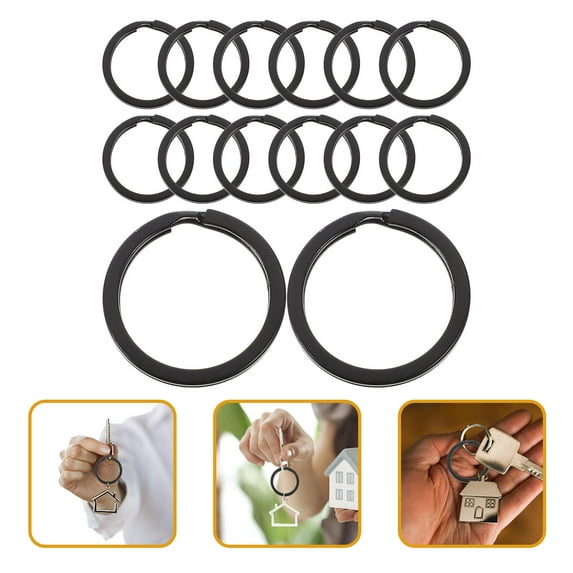 BRIGHTFUFU 50Pcs Black Split Rings for Keychains Durable Metal Key ...