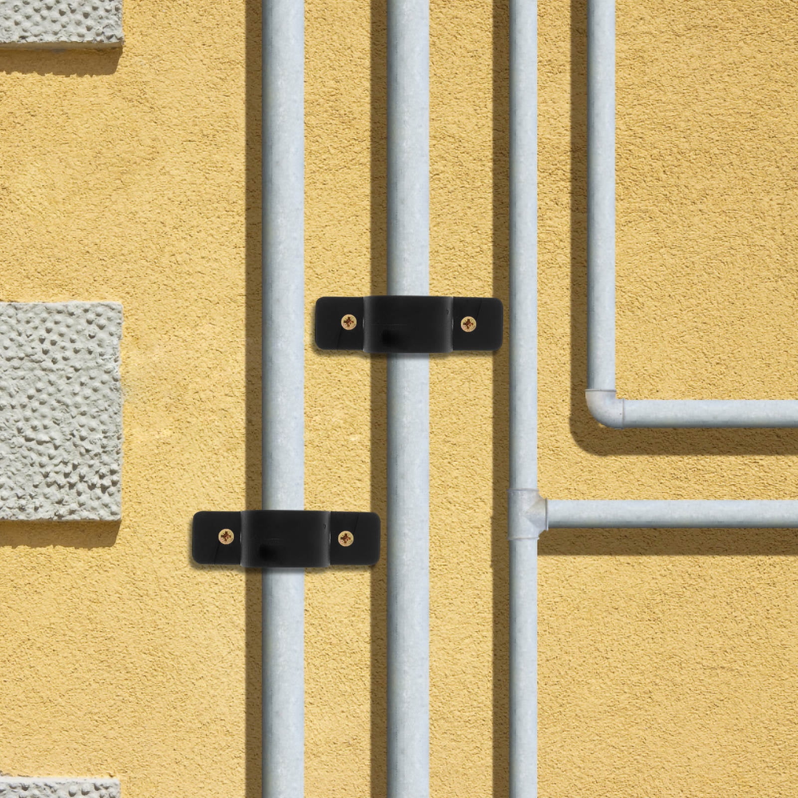 BRIGHTFUFU 50Set Heavy Duty Plastic Pipe Bracket Black for Wall Mount ...