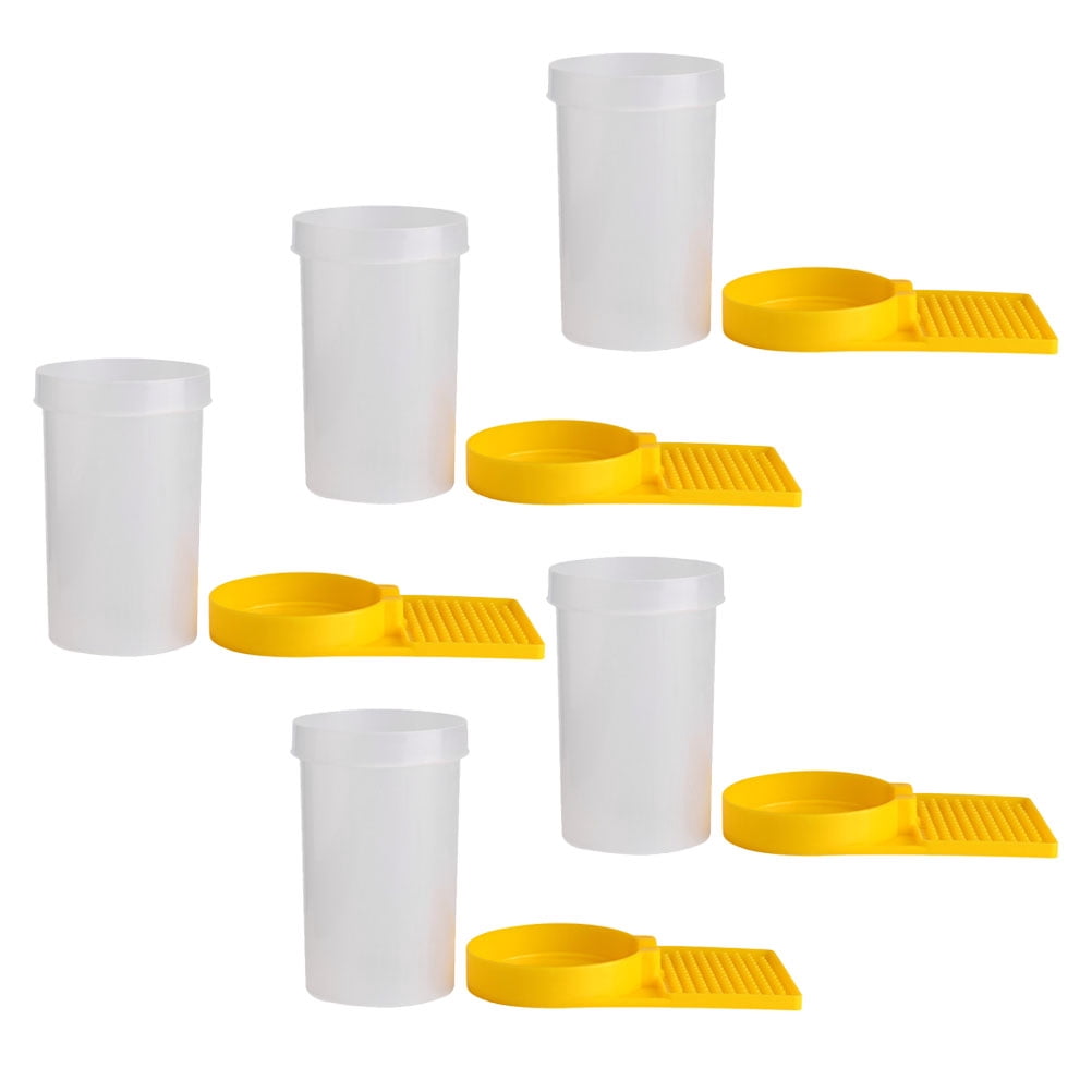 BRIGHTFUFU 5Pcs Bee Feeder Beehive Drinking Bowl Plastic Automatic Drip ...