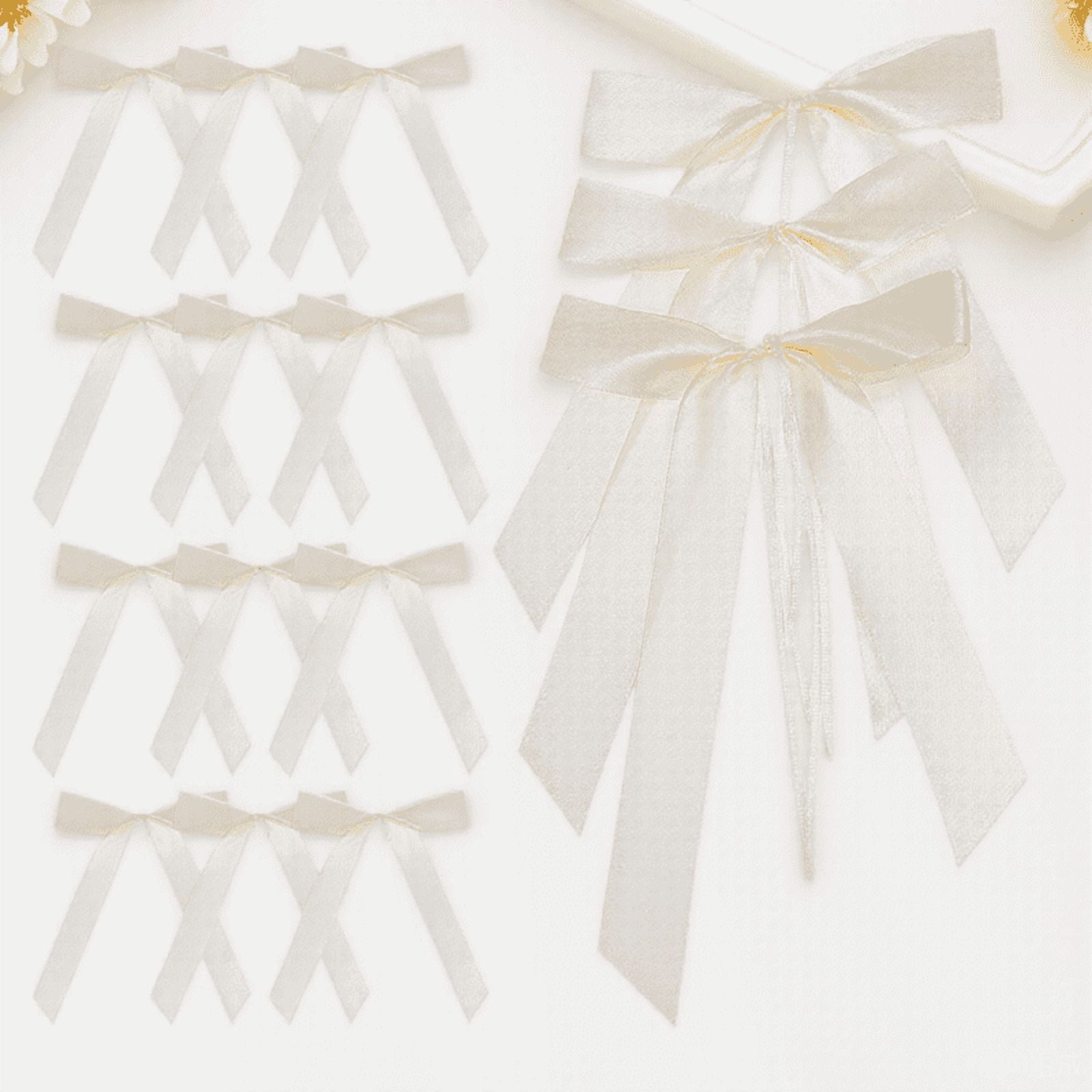 BRIGHTFUFU 60Pcs Beige Ribbon Bows for Wedding Car Decorations ...