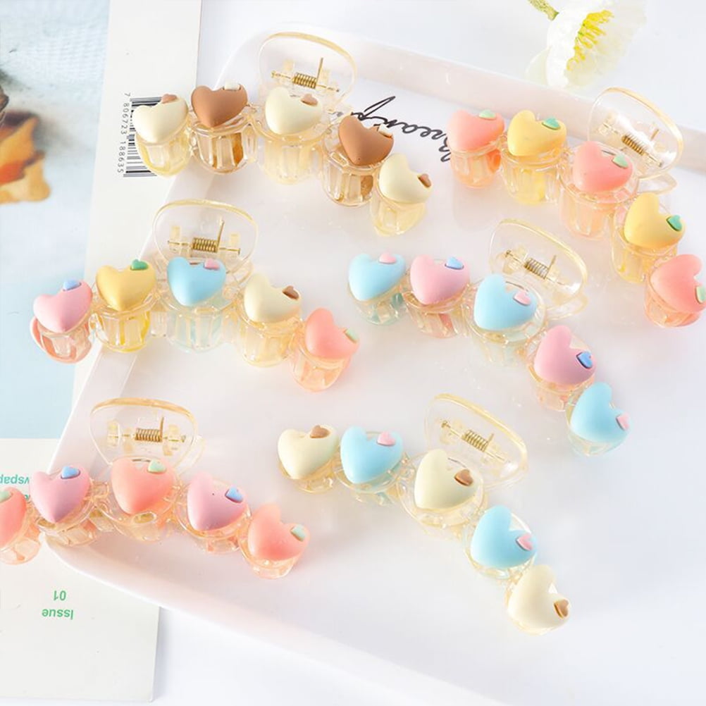 BRIGHTFUFU 6Pcs Multi Heart Hair Claw Clips Hair Clamp Holder for ...
