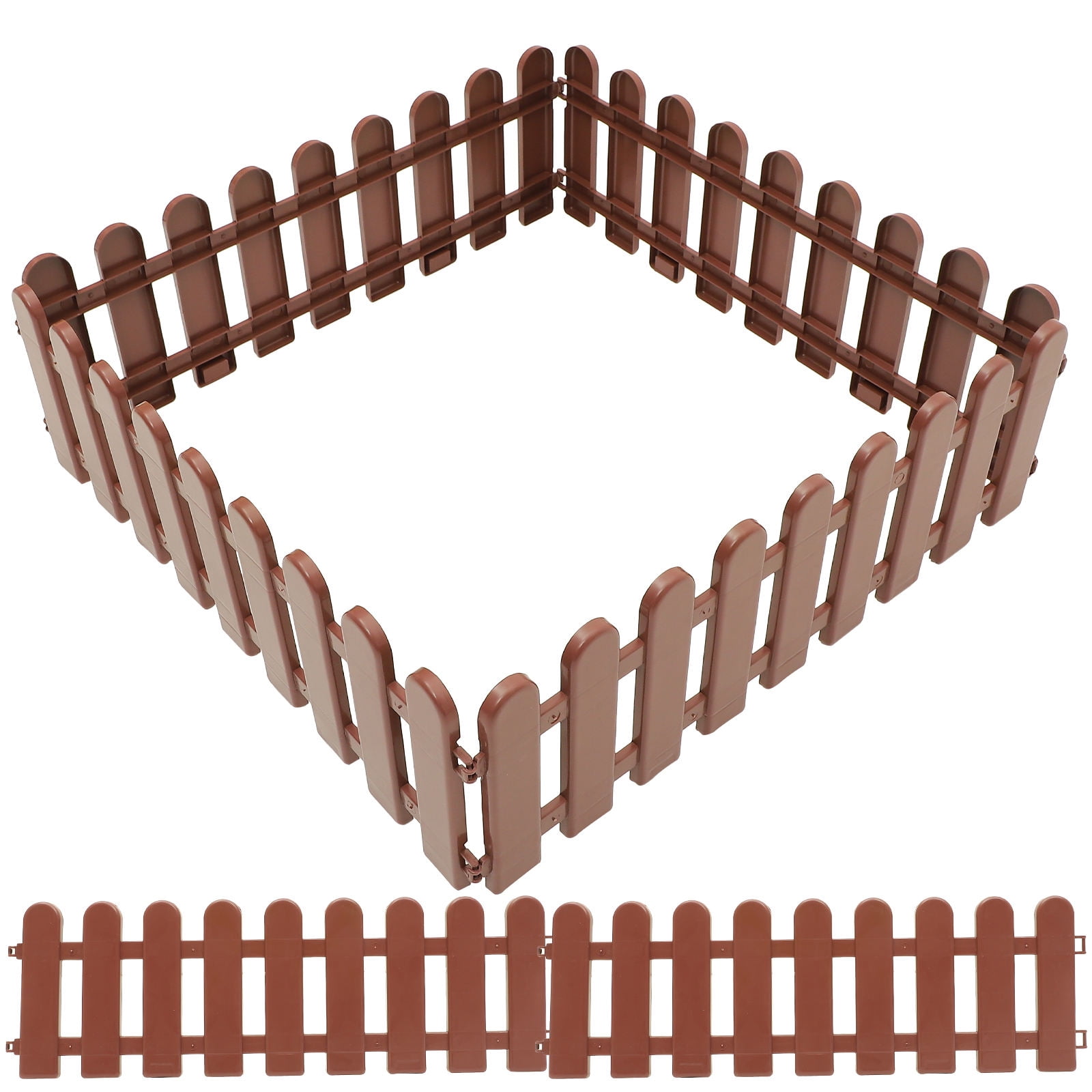 BRIGHTFUFU 6Pcs Sturdy Brown Plastic Garden Edging Fence Panel for ...