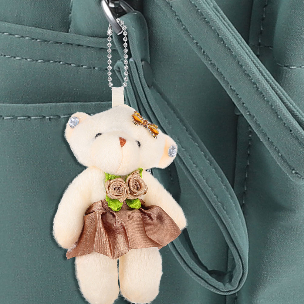 BRIGHTFUFU 6-Pack Light Brown Mini Plush Bears with Flower Arrangements ...