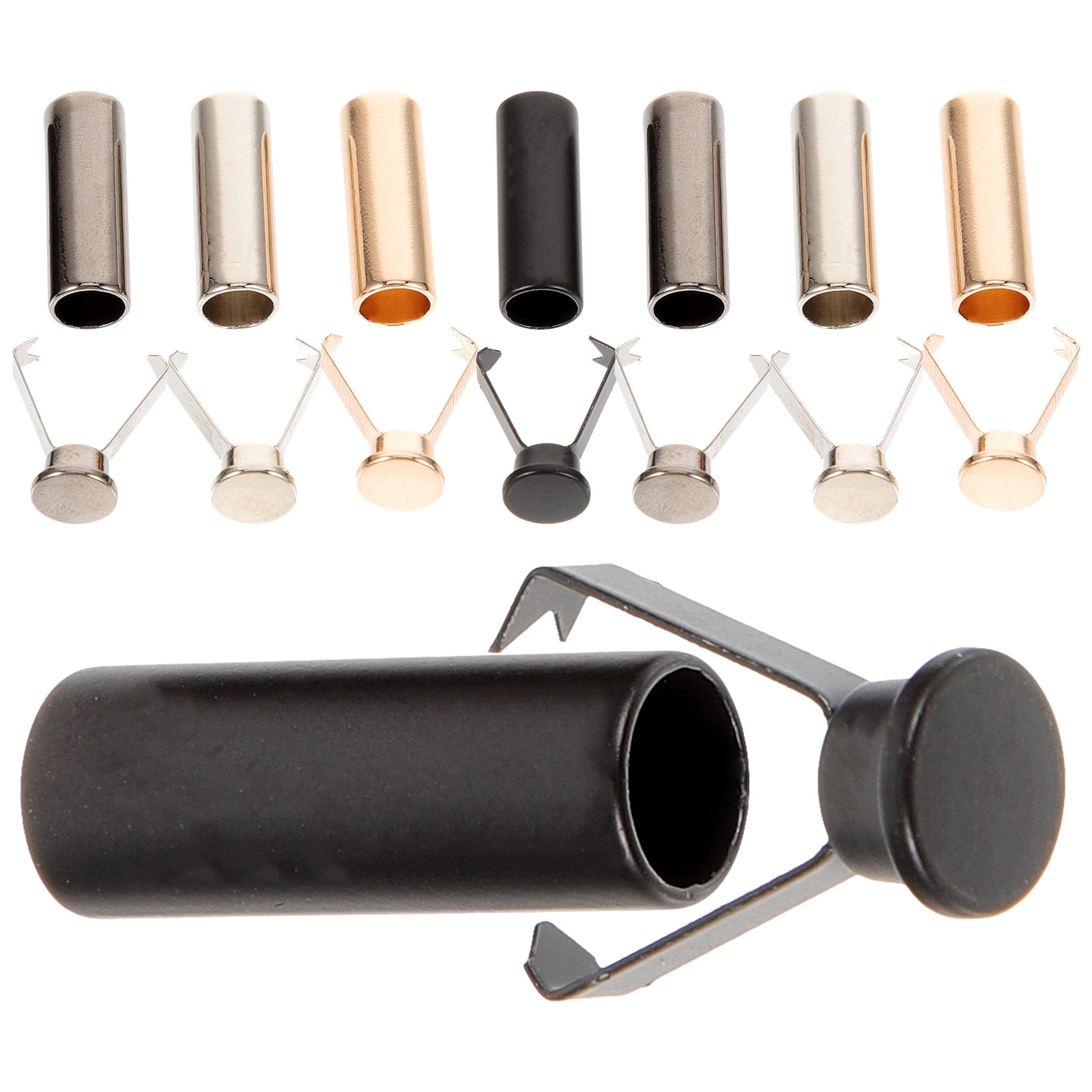 BRIGHTFUFU 8 Pieces Black Metal Tips Cylindrical Ends for Shoe Laces ...