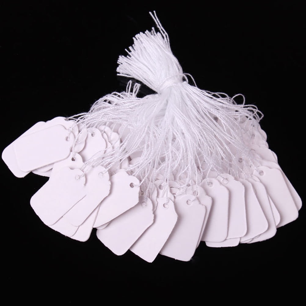 BRIGHTFUFU 95Pack White Paper Tags with String for Jewelry and Retail ...