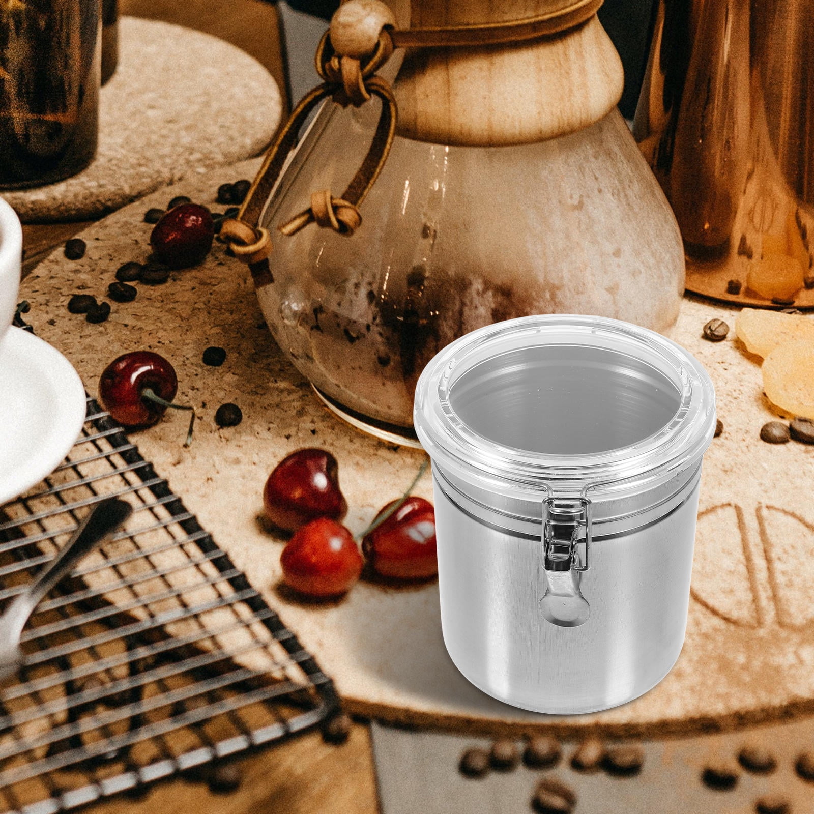 BRIGHTFUFU Silver Airtight Metal Canister for Coffee Tea and Kitchen ...