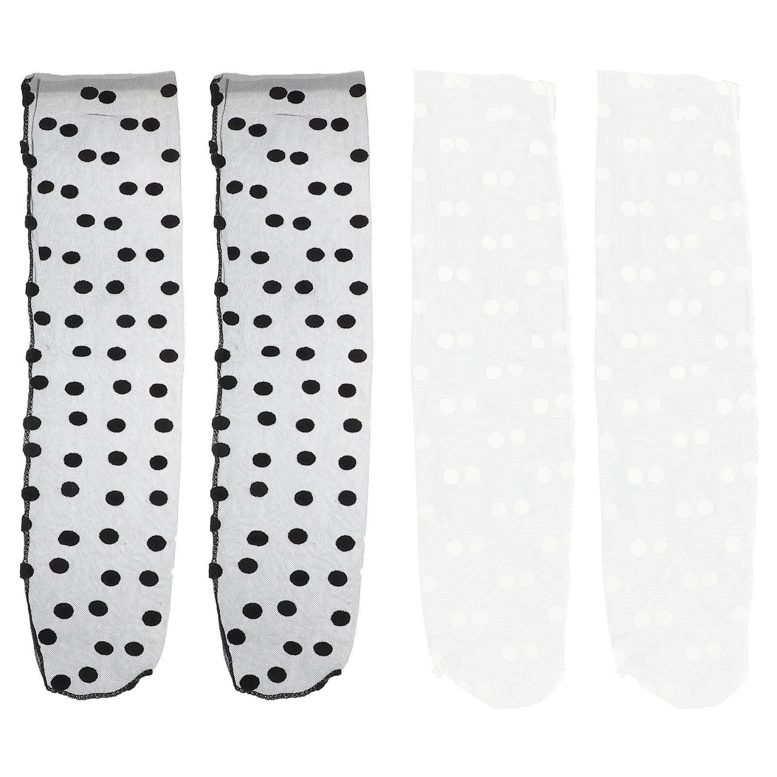 BRIGHTFUFU Assorted Color Thin Sheer Socks with Velour Dot Design ...