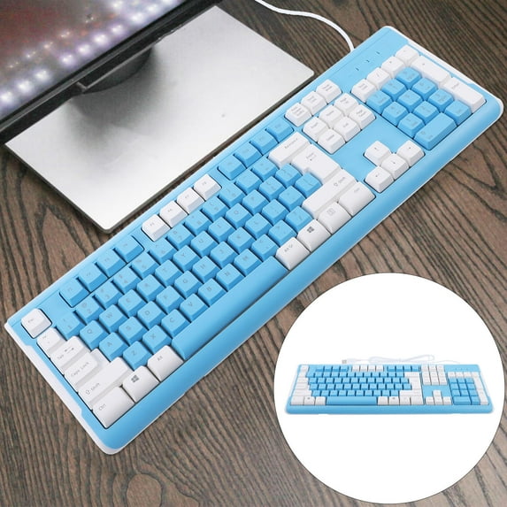 BRIGHTFUFU Blue Wired Gaming Keyboard for Desktop Computer with ...