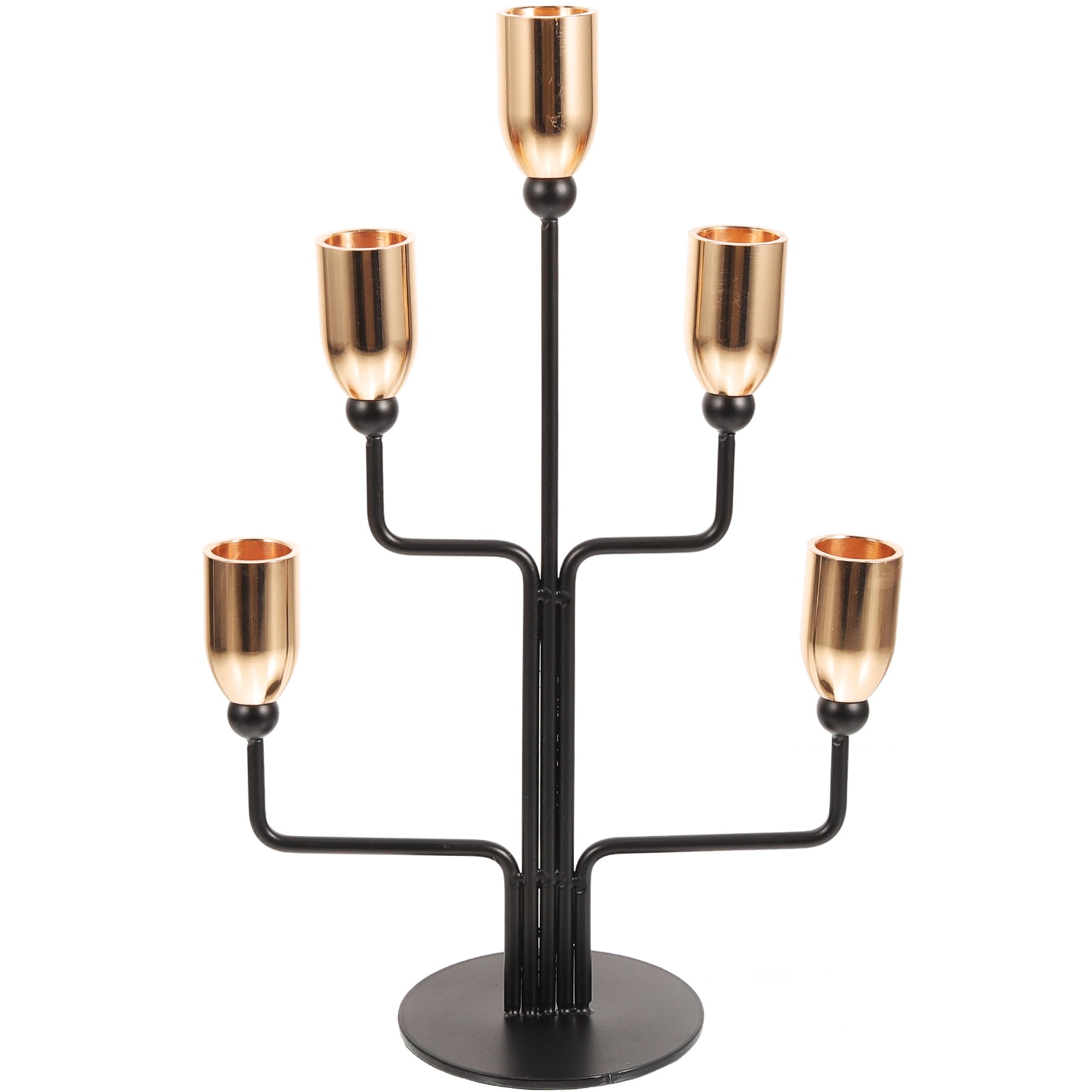 BRIGHTFUFU Candlestick Holders Vintage 5 Arms Candelabra Black Iron ...