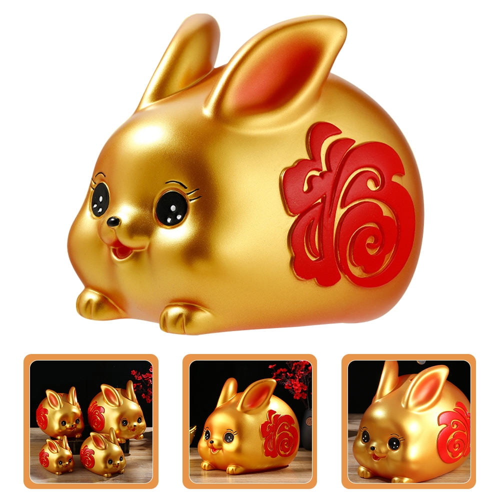 BRIGHTFUFU Creative Golden Bunny Bank with Easy to Clean Surface for Desktop Decor - Walmart.com