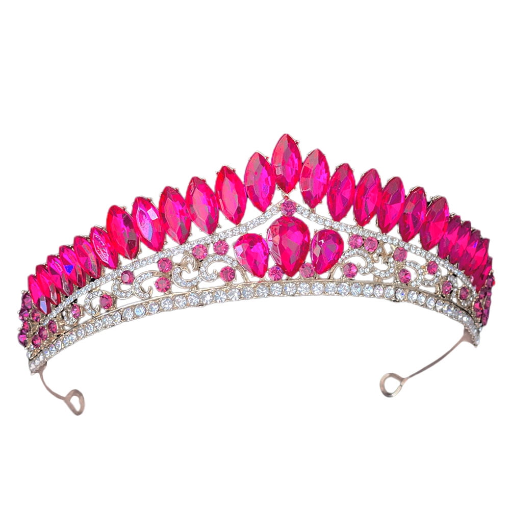 BRIGHTFUFU Rhinestone Crown Tiara Headpiece Glamorous Accessory for Women’s Birthday Parties, 1 ...