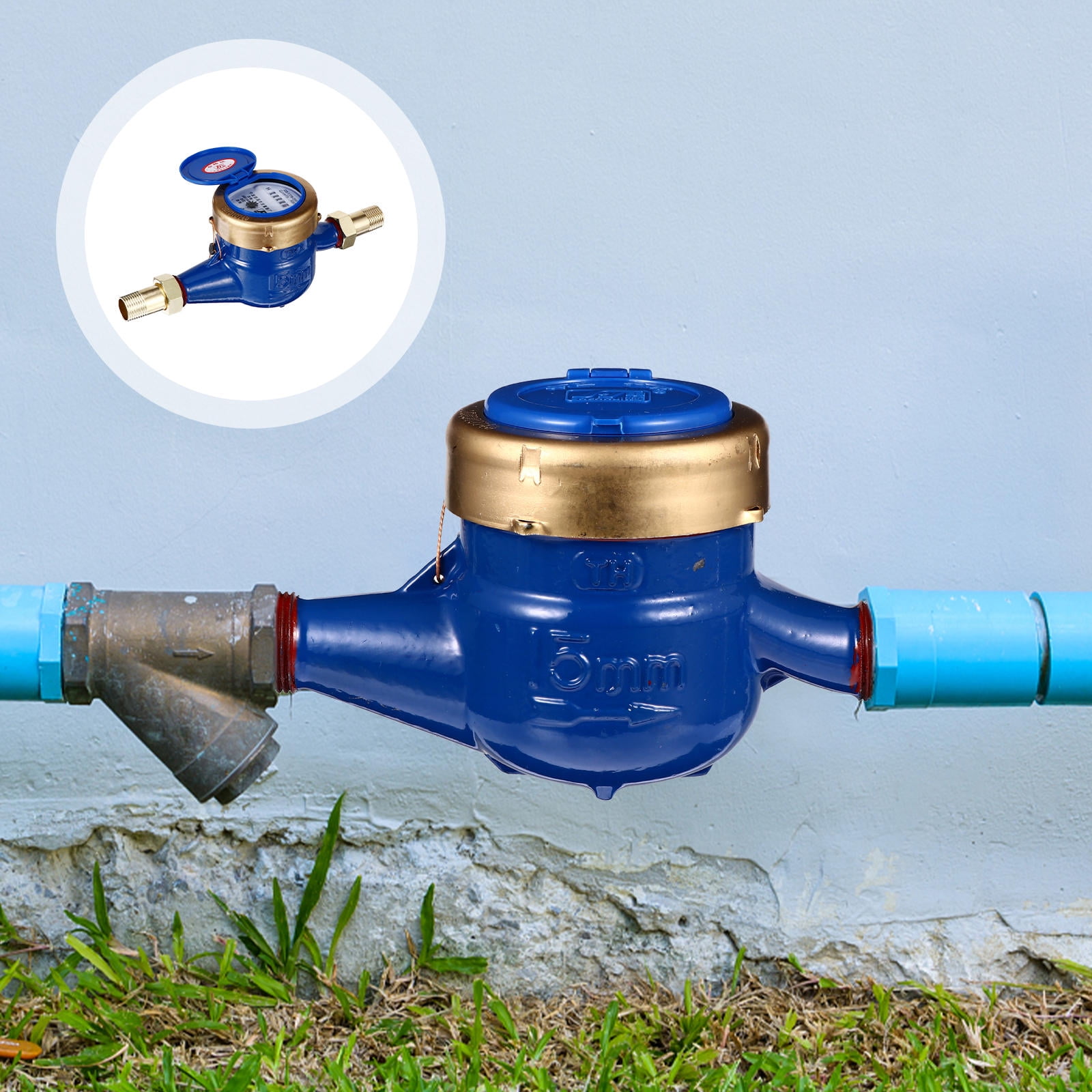 BRIGHTFUFU Digital Tap Water Meter 16X3.9in for Garden and Meter 1Pack ...