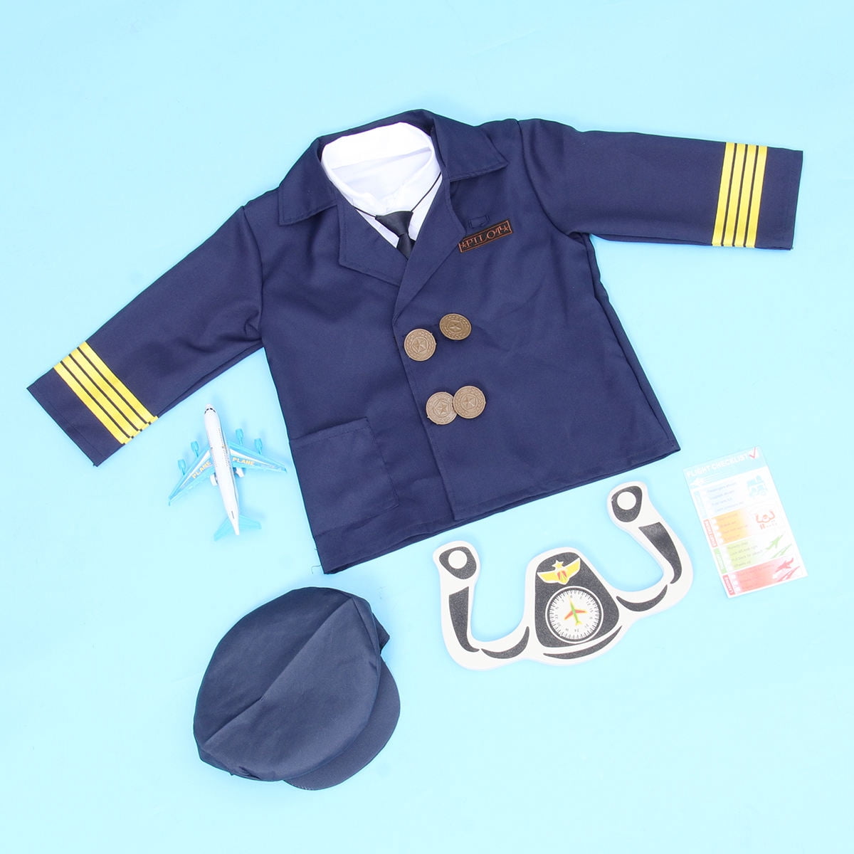 BRIGHTFUFU Dress Up Kit Pilot Uniform Polyester 1 Set for Stage ...
