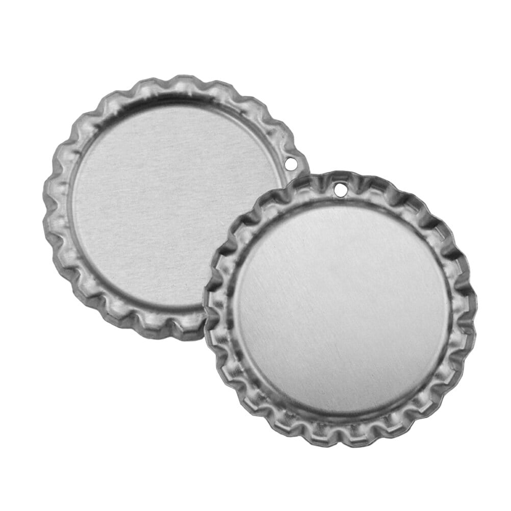 BRIGHTFUFU Flattened Bottle Caps 100Pcs Silver Round Diy Pendants Craft ...