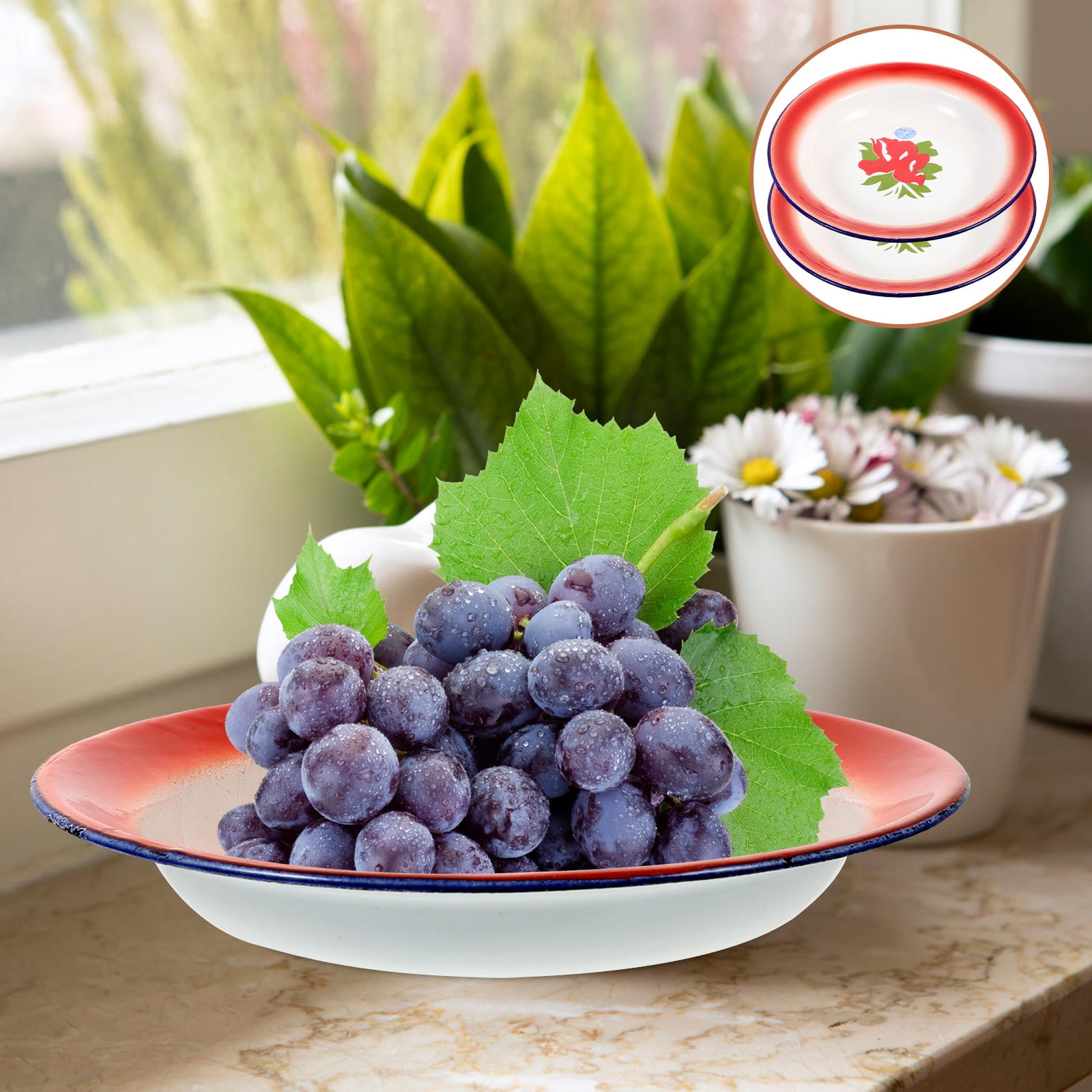 BRIGHTFUFU Floral Vintage Plate 7.1x7.1in Assorted Color Ceramic ...