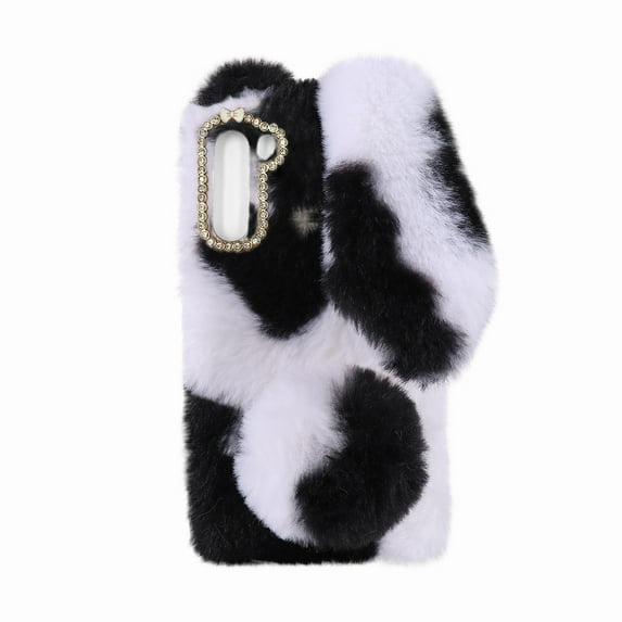 BRIGHTFUFU Fluffy Black Phone Cover TPU Plush Protective Case for ...