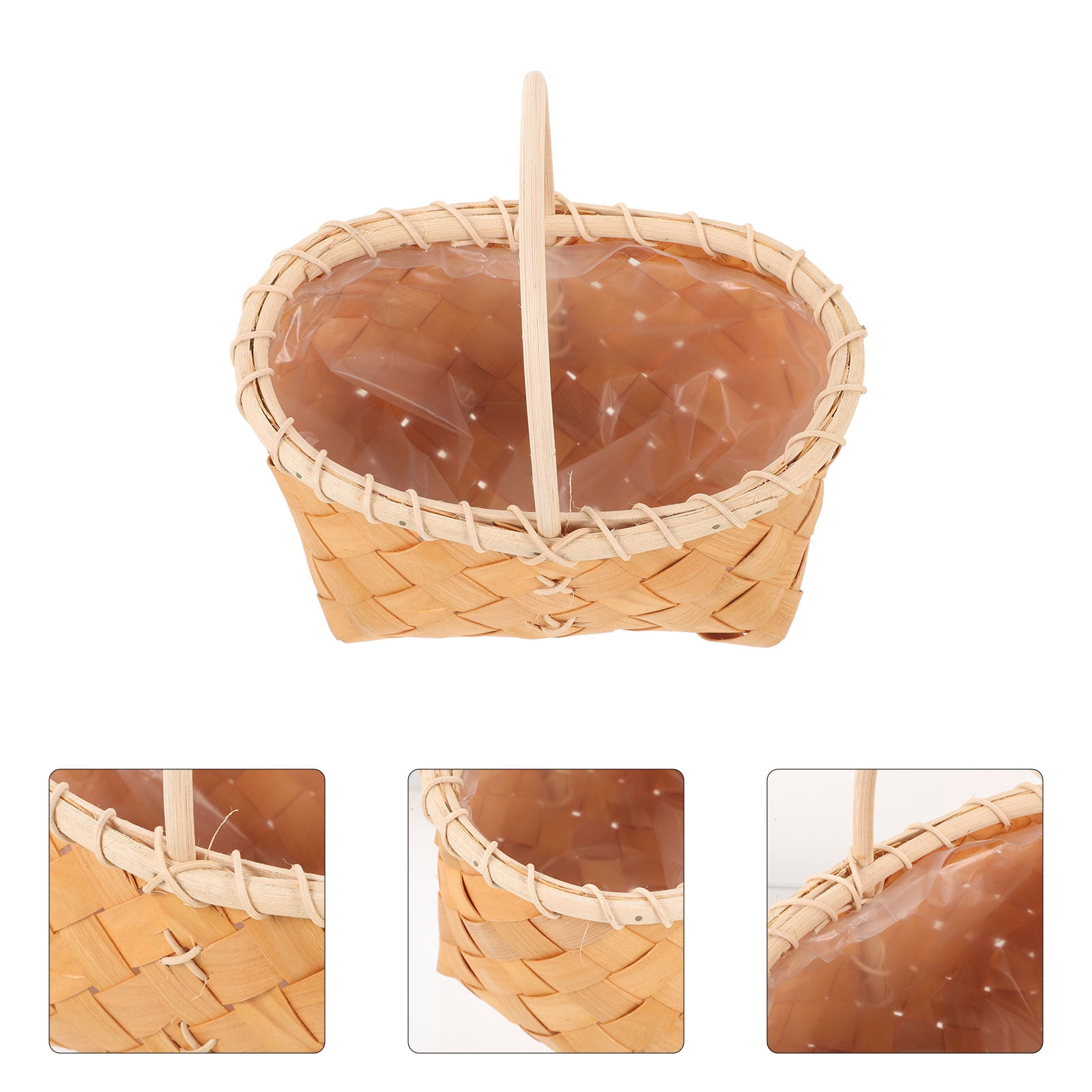 BRIGHTFUFU Handheld Flower Basket Rustic Basket Wood 1Pack for Picnic ...