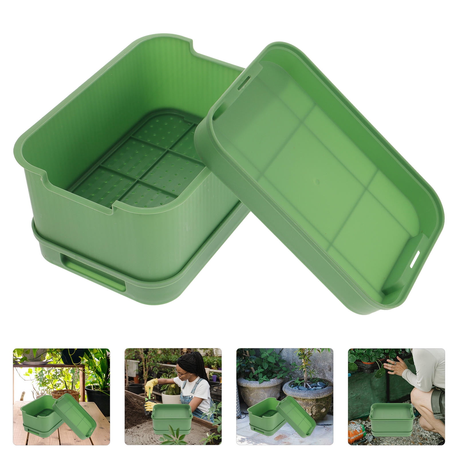 BRIGHTFUFU Indoor Planting Tray Seedling Starter Tray Durable ...