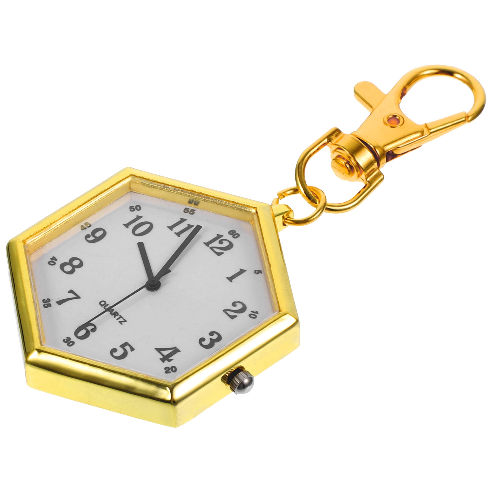 BRIGHTFUFU Key Buckle Pocket Watch in Golden Finish Creative Hexagonal ...