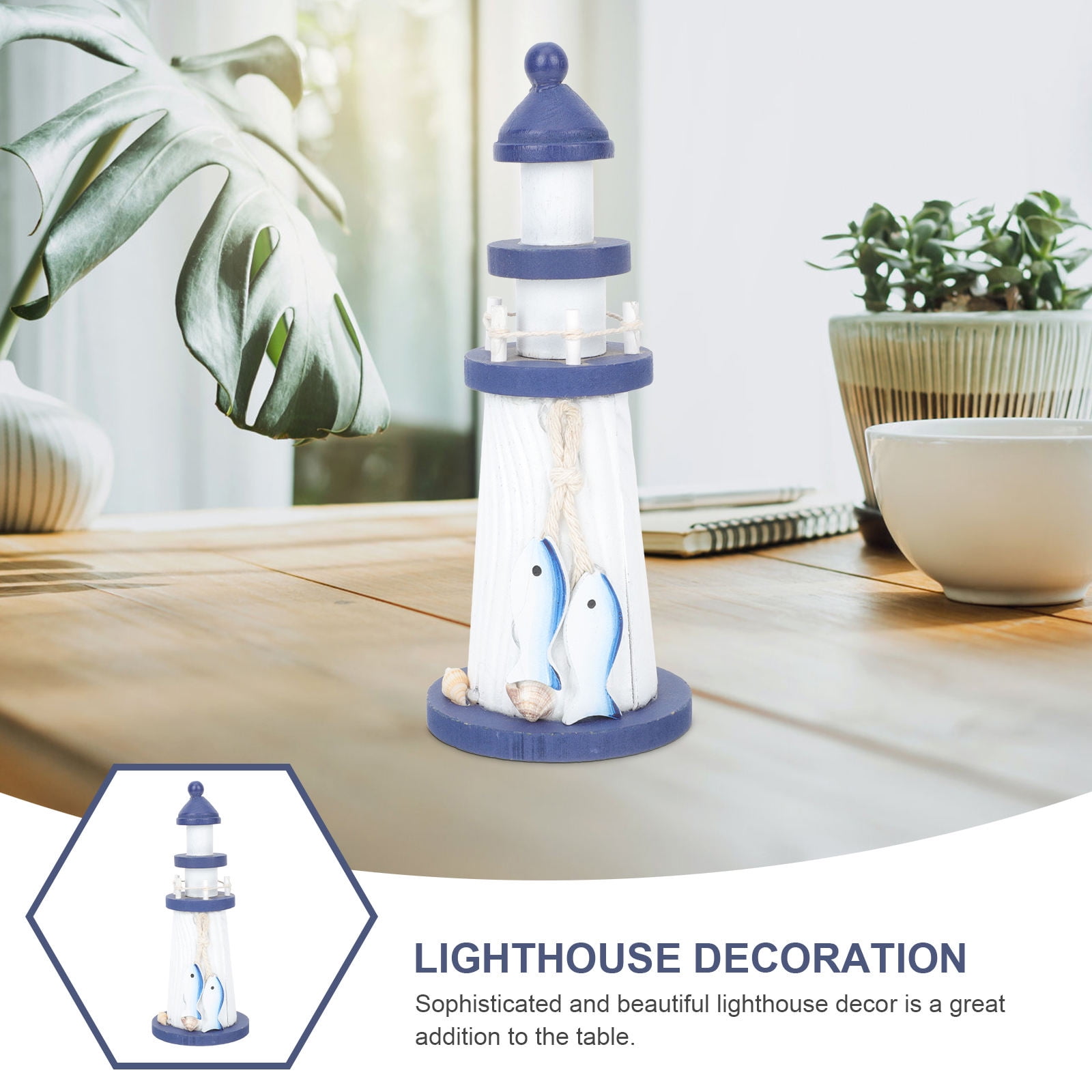 BRIGHTFUFU Lighthouse Outdoor Decor Assorted Color Wooden Lighthouse ...