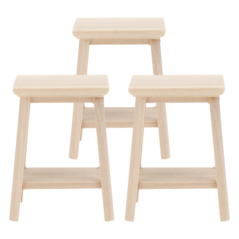BRIGHTFUFU Mini Dollhouse Stool Mini Stool Model in Beige Wood for ...