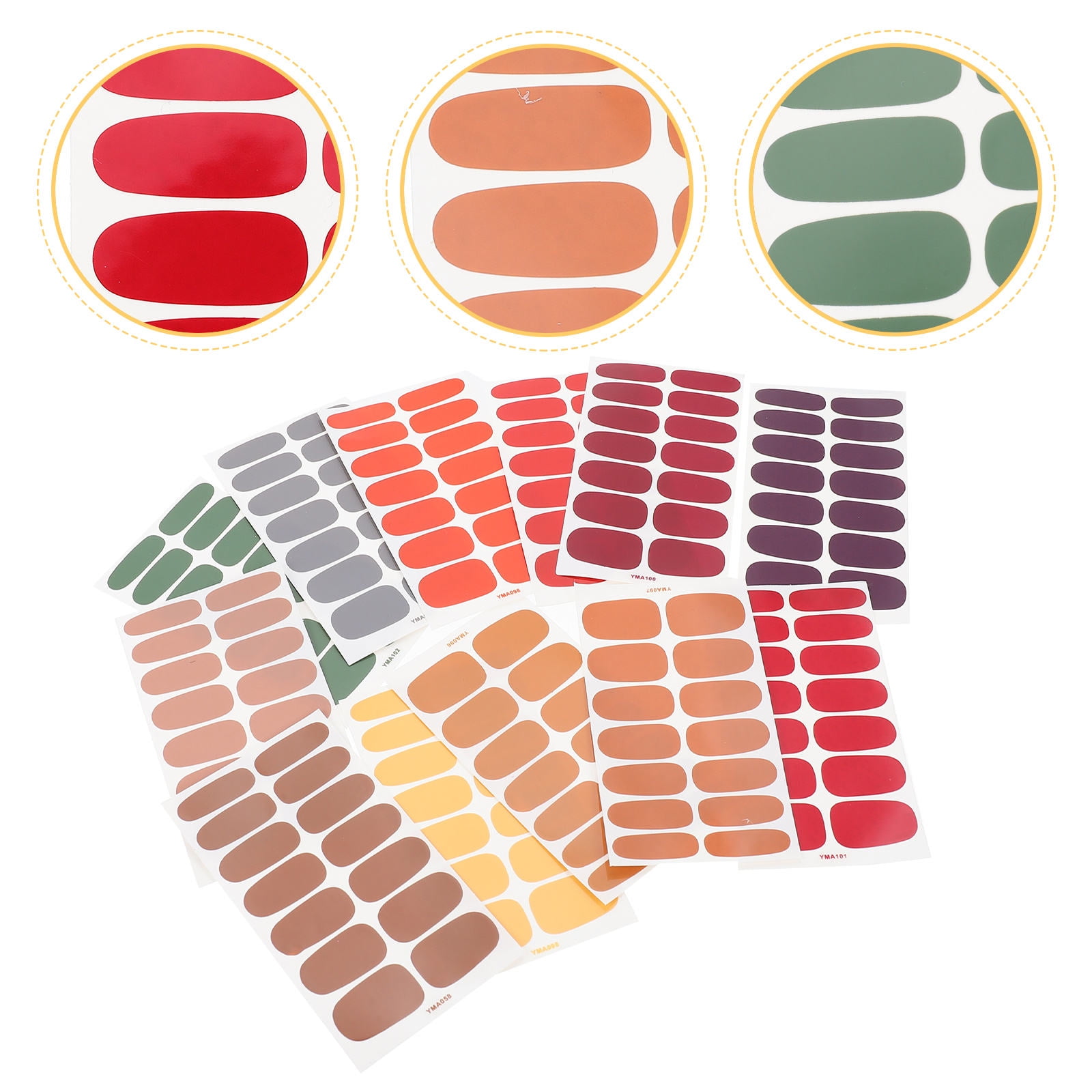 BRIGHTFUFU Nail Stickers 12 Sheets Assorted Color Full Nail Wraps for ...