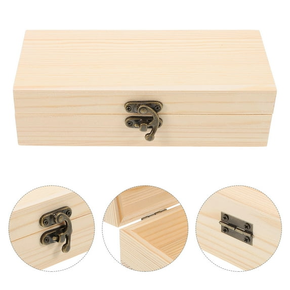 BRIGHTFUFU Natural Wood Jewelry Box with Front Clasp Rectangular ...