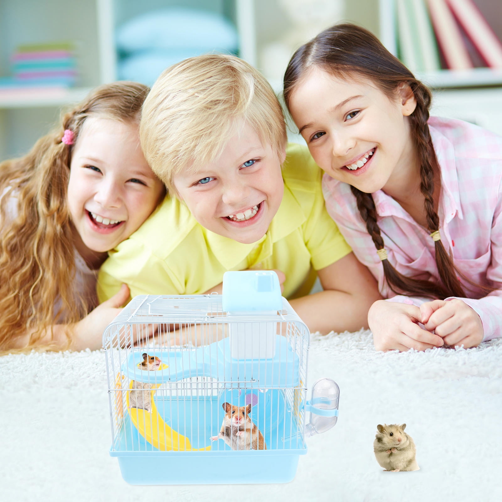 BRIGHTFUFU Pet Products 1Set Light Blue 27x21x30cm Hamster Cage With ...