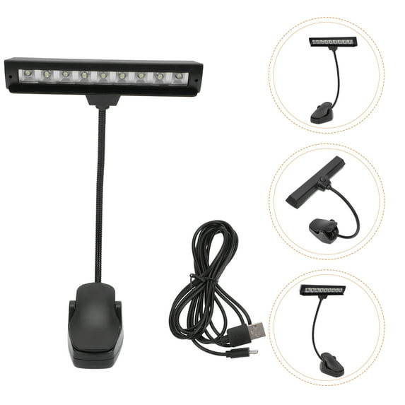 BRIGHTFUFU Practical Black LED Reading Light Table Lamp with Clip for ...