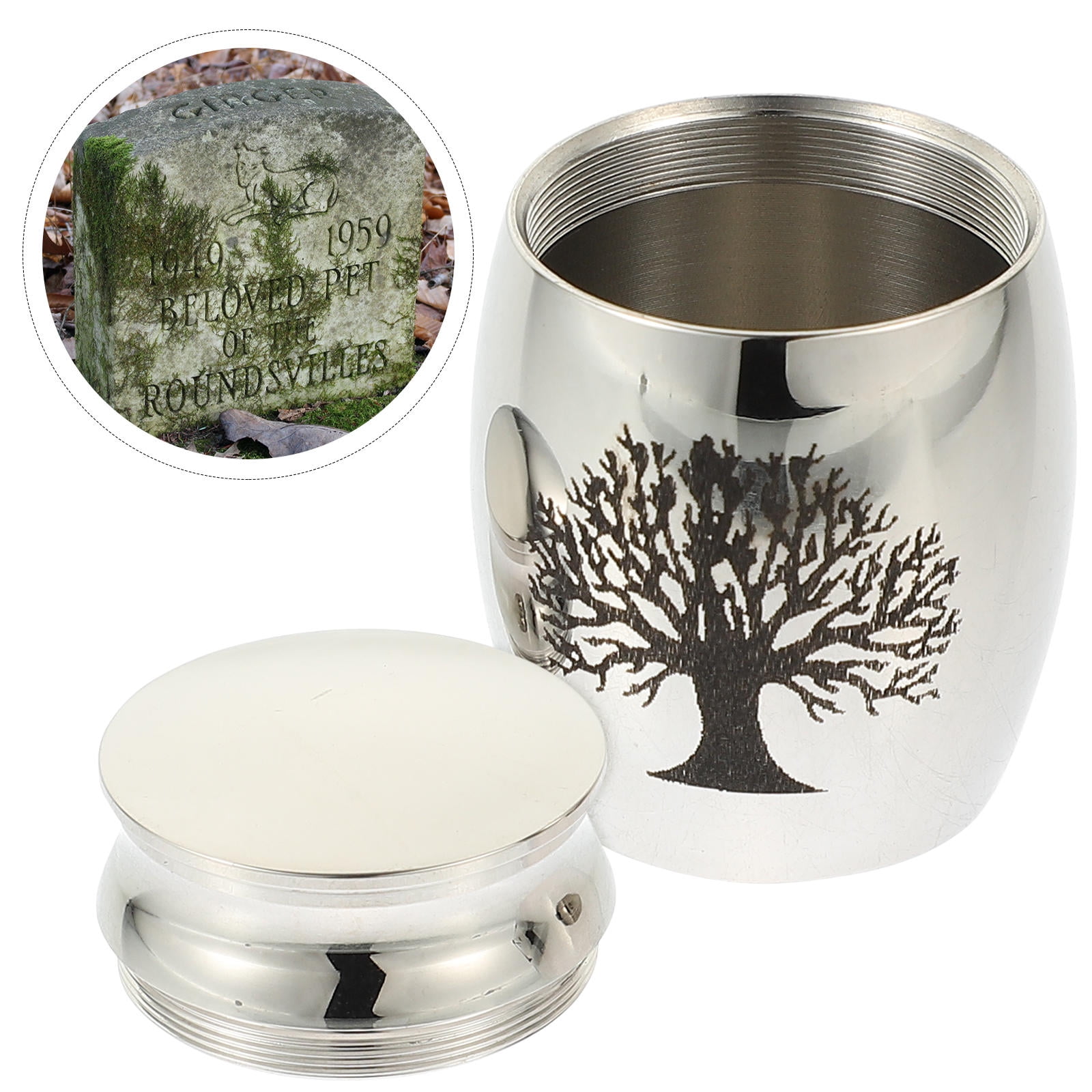 BRIGHTFUFU Premium Stainless Steel Simple Pet Funeral Urn for Dog Ashes ...