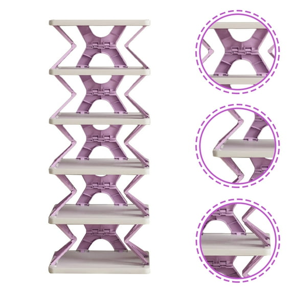BRIGHTFUFU Folding Shoes Rack Purple Plastic Decorative and Space ...