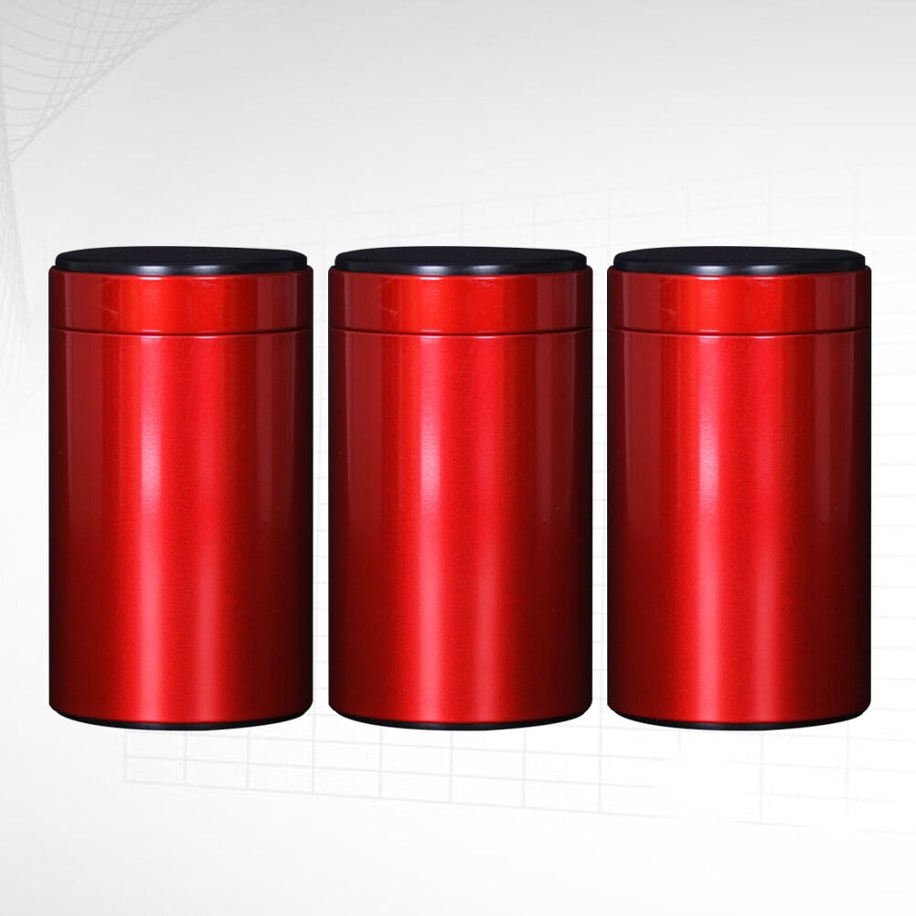 BRIGHTFUFU Red Round Metal Can with Lid 3Pcs for General Users Home and ...
