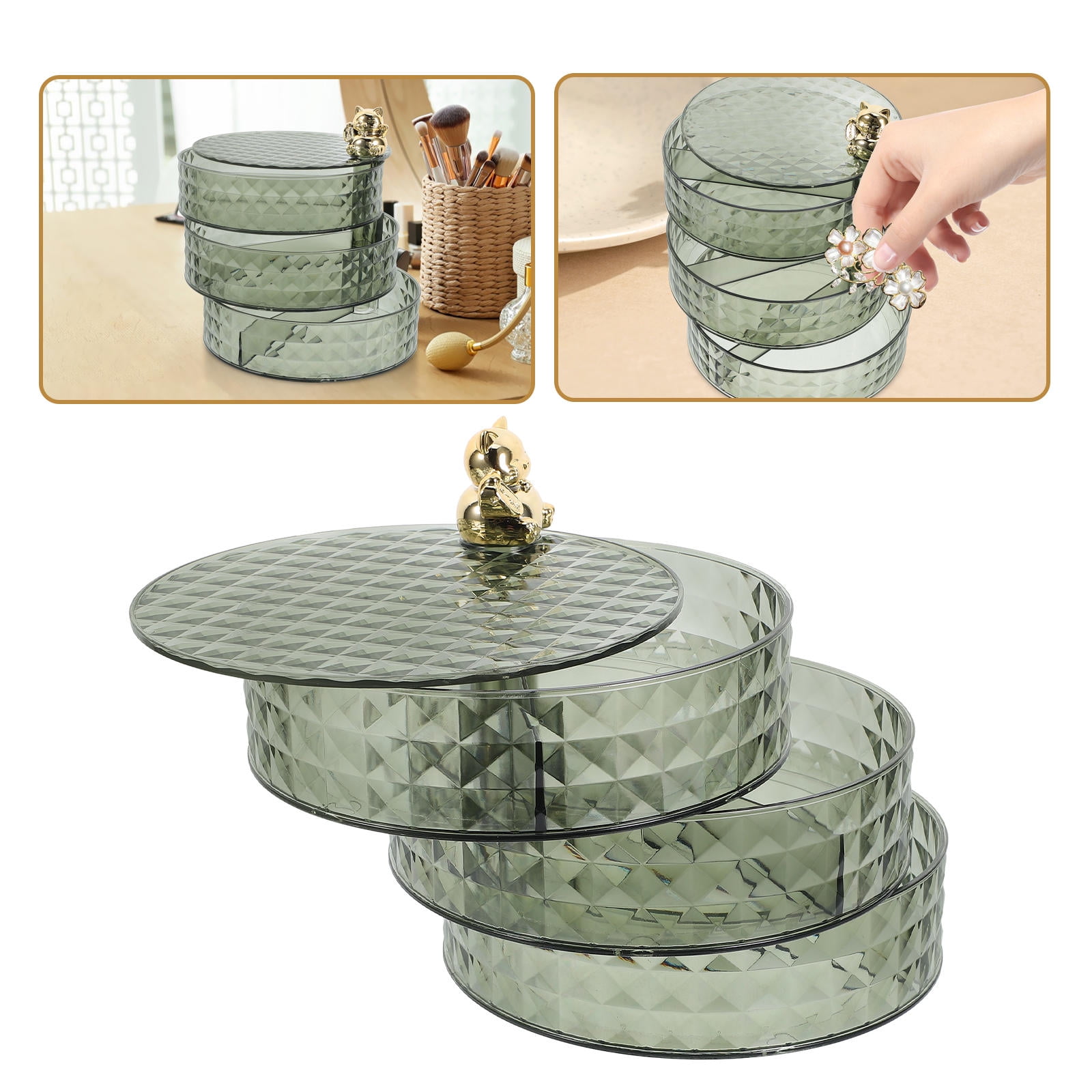 BRIGHTFUFU Rotating Jewelry Box for Storage with Multilayered Design ...