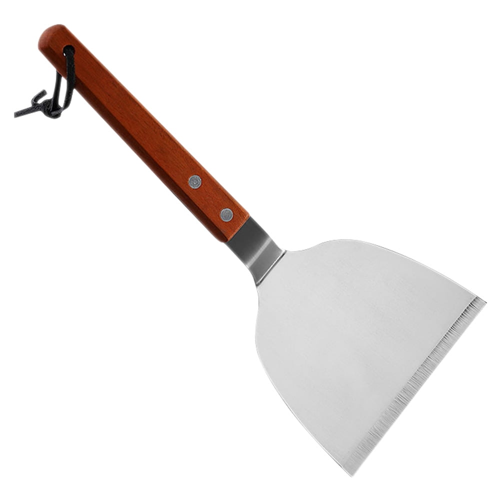 BRIGHTFUFU Safe Spatula for Cooking with Silver Metal and Wood Handle ...